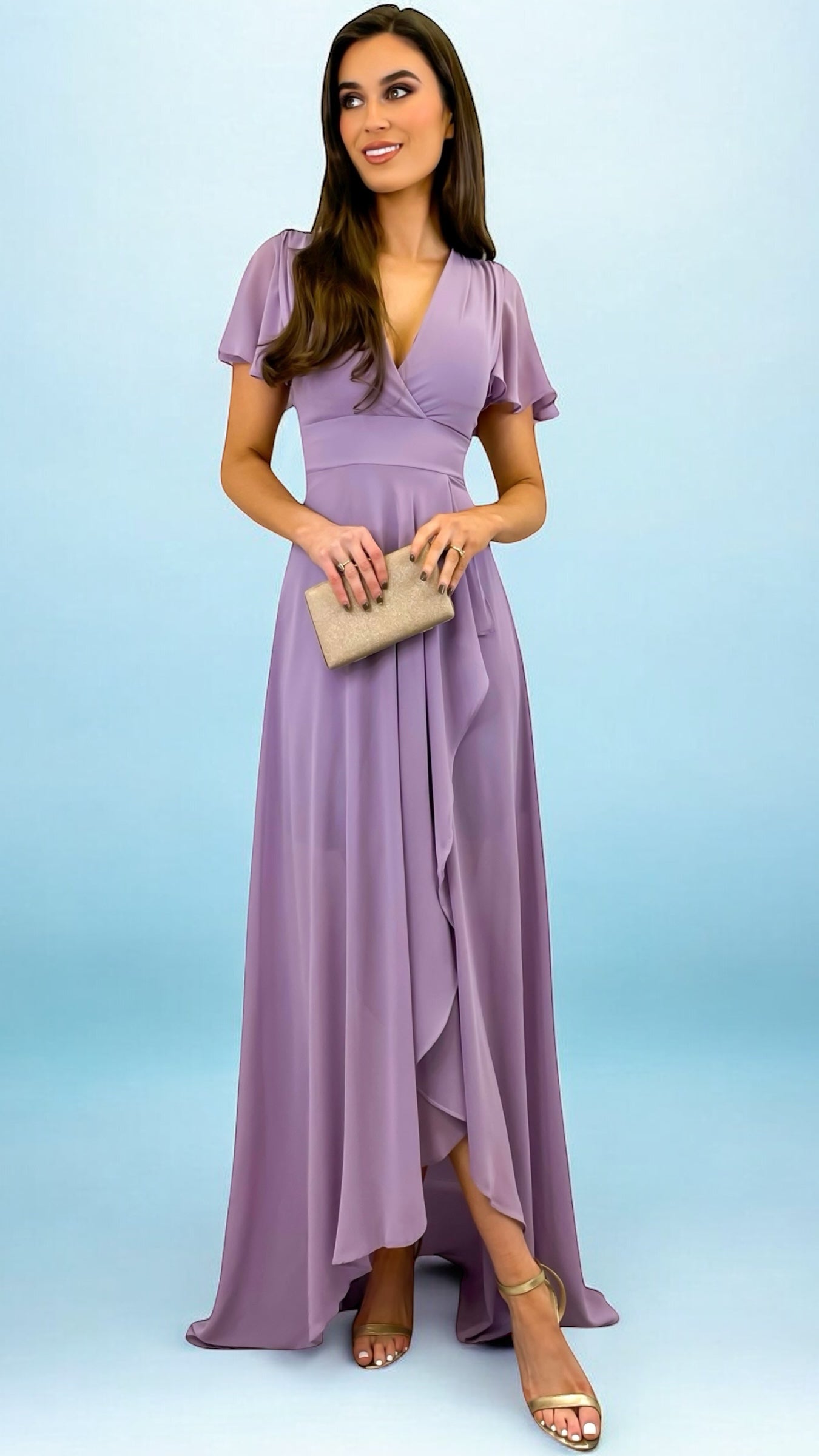 Lilac Frill Dip Hem Maxi Dresses | dresses online | party dresses ...